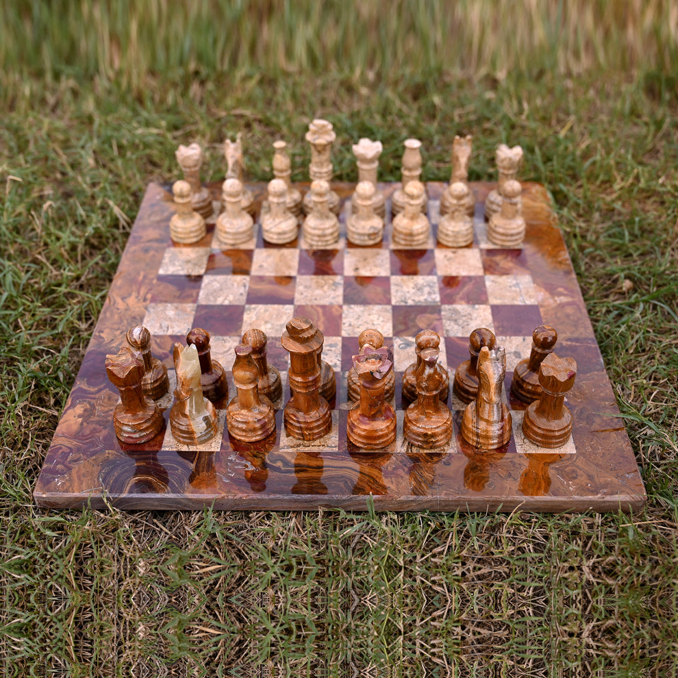 15 Inches Multi Coral Beautiful Marble Chess Set – OceanicX
